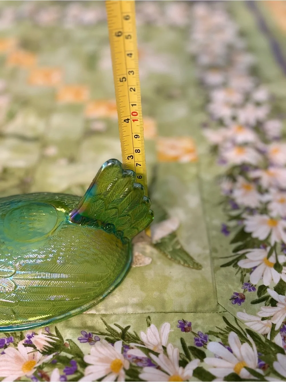 Indiana Glass | Accents | Iridescent Carnival Glass Hen Dish In Green ...